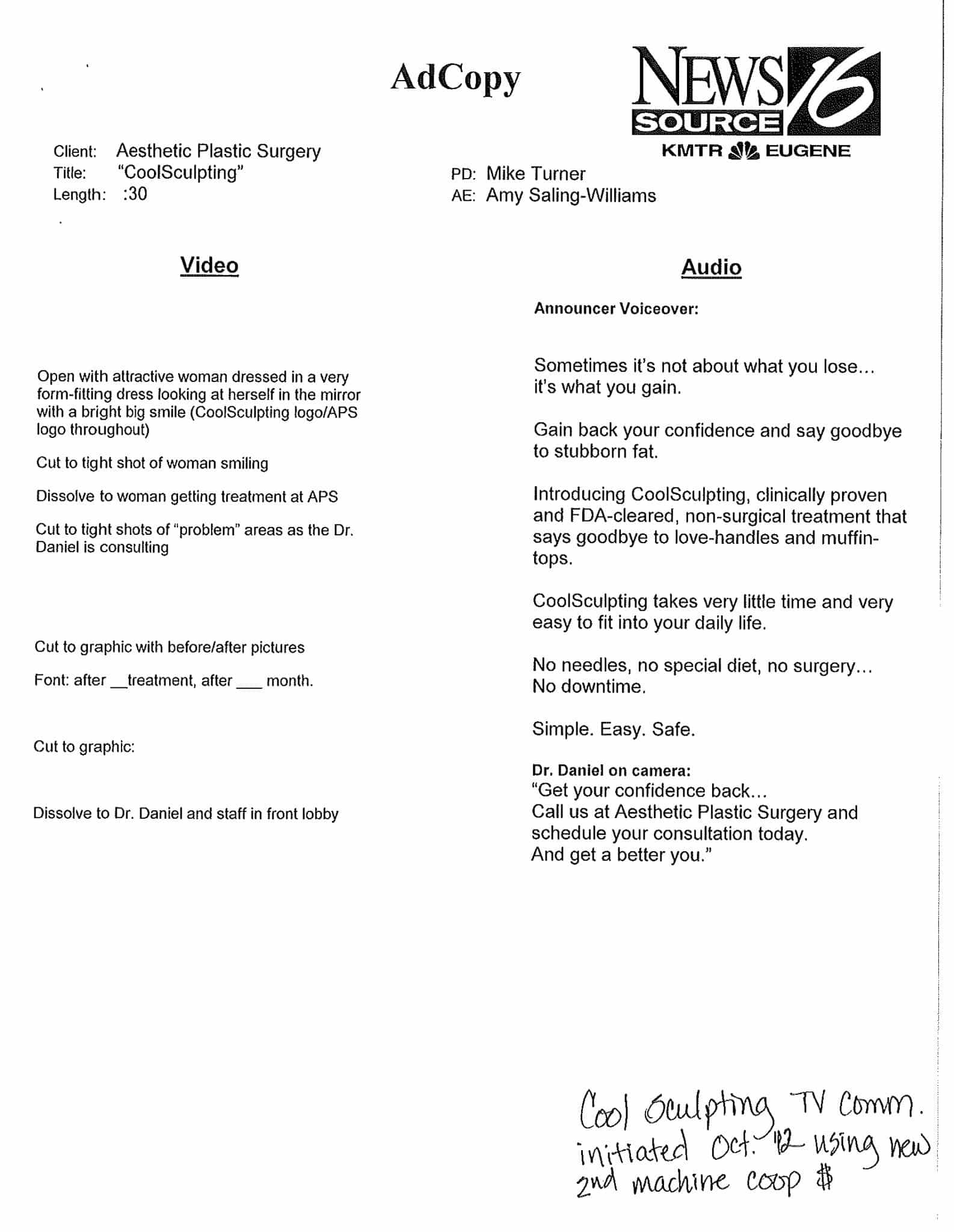 TV Script From October 2012 | Dr. Lee B. Daniel